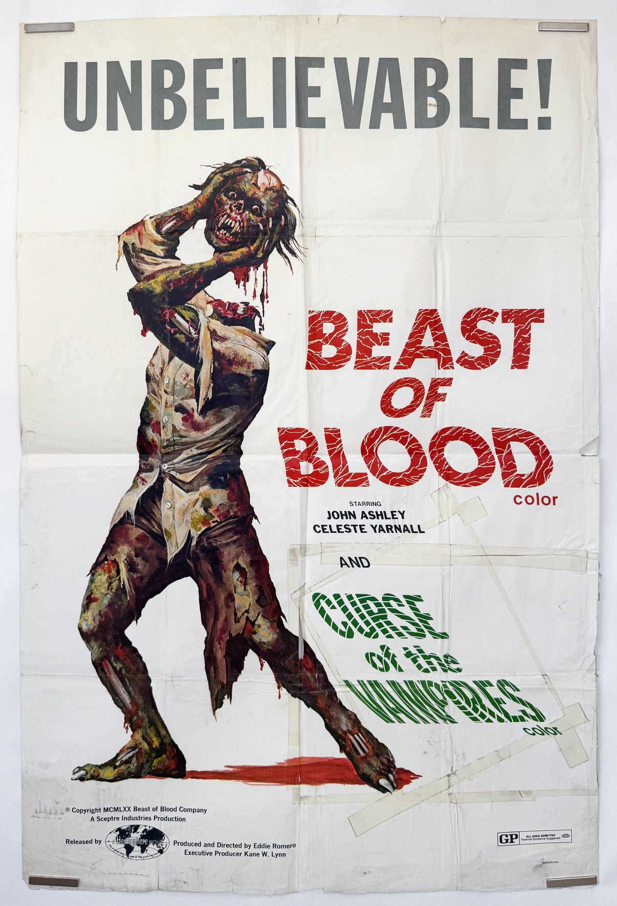 Original Vintage Beast of Blood Movie Poster