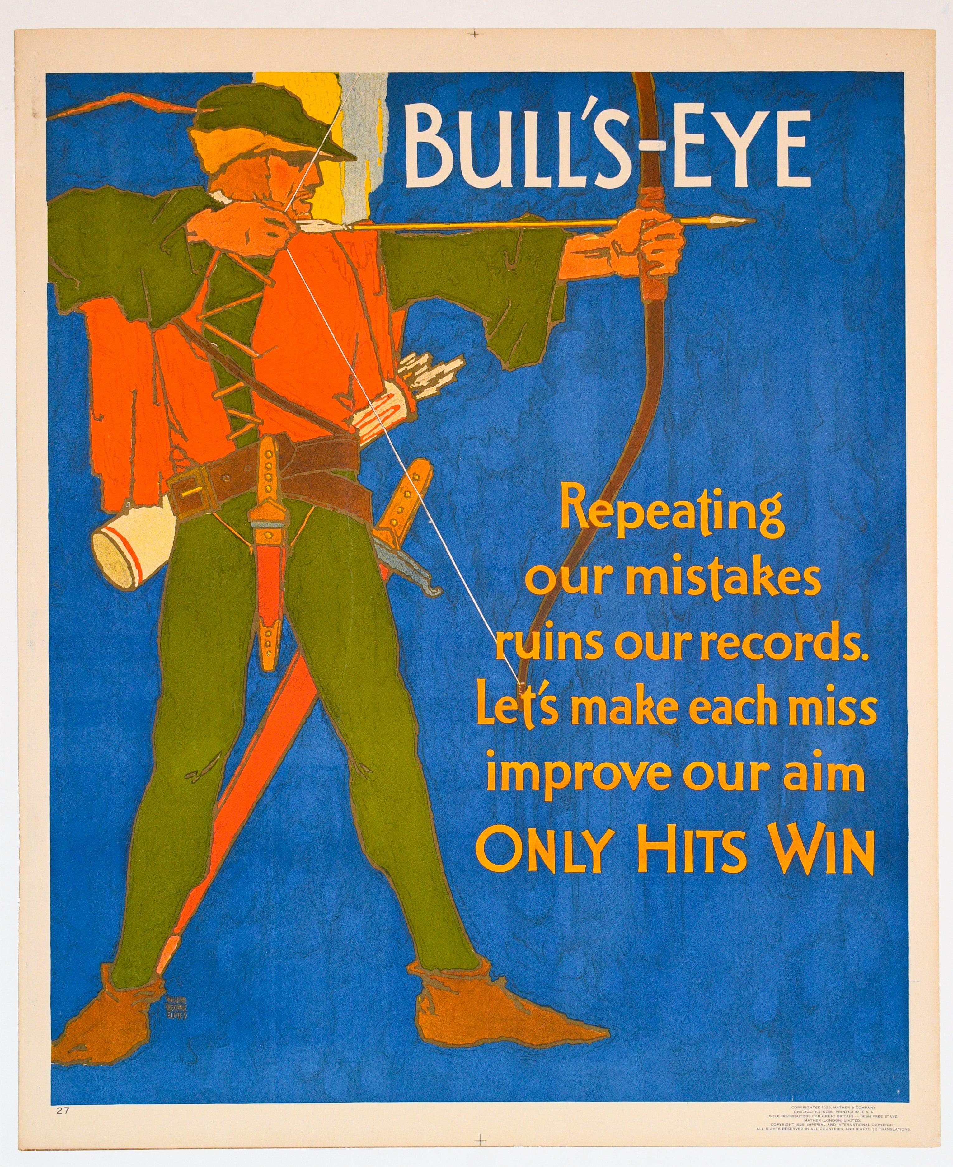 Original Vintage Mather's Bullseye Poster