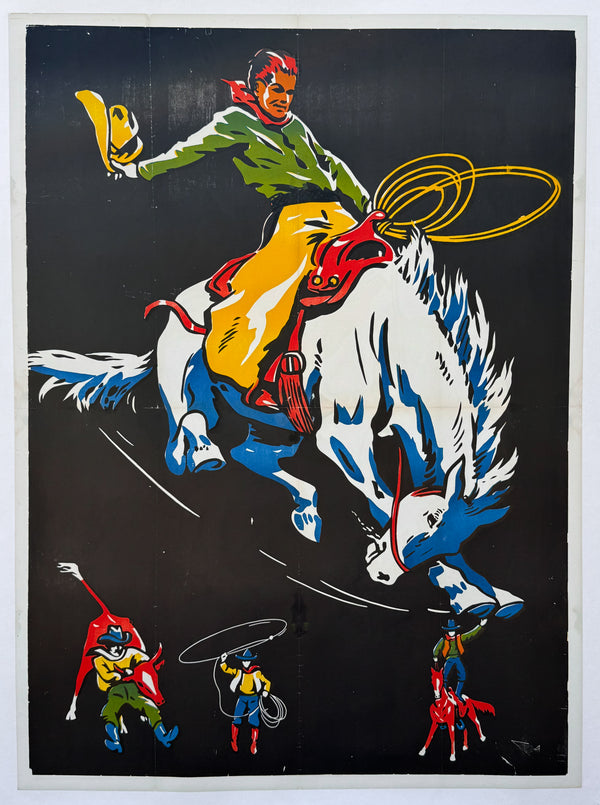 Original Vintage Cowboy Circus Vintage Wild West Bronco Poster