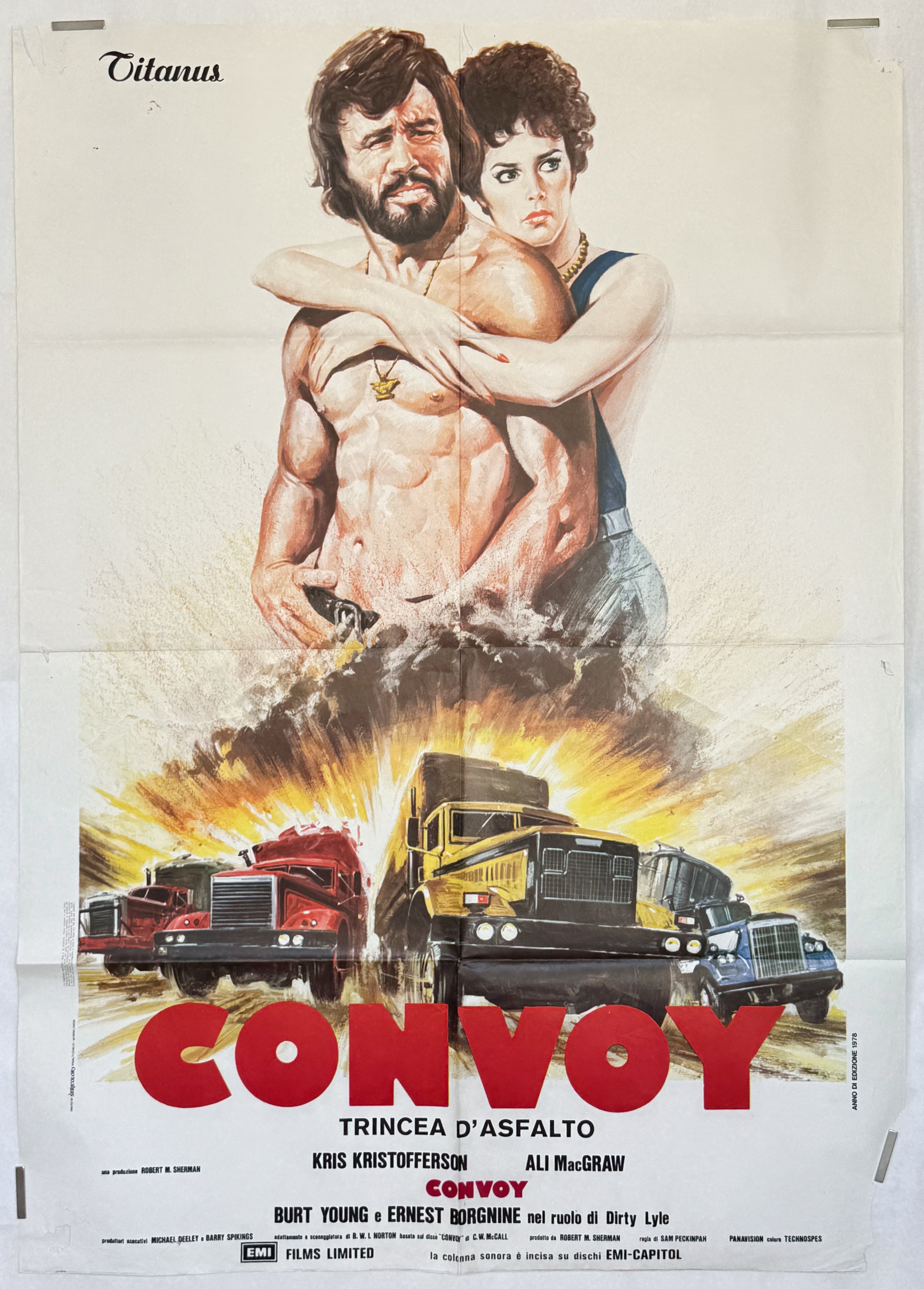 Original Vintage Convoy Vintage Action Movie Italian Poster