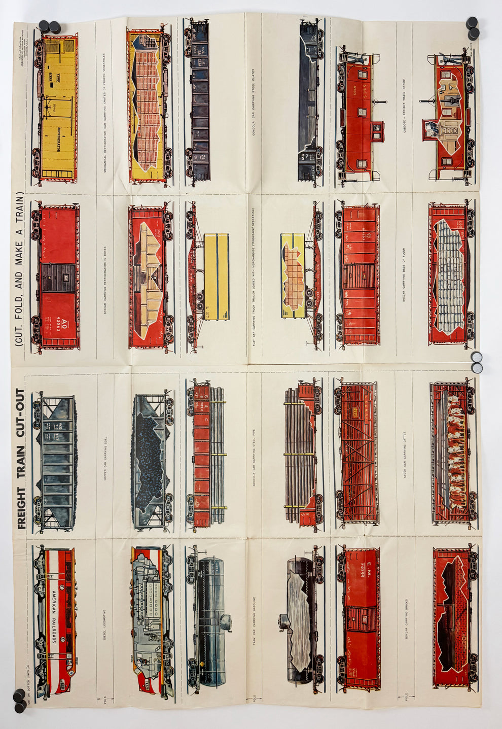 Original Vintage Freight Train Cut-Outs Poster