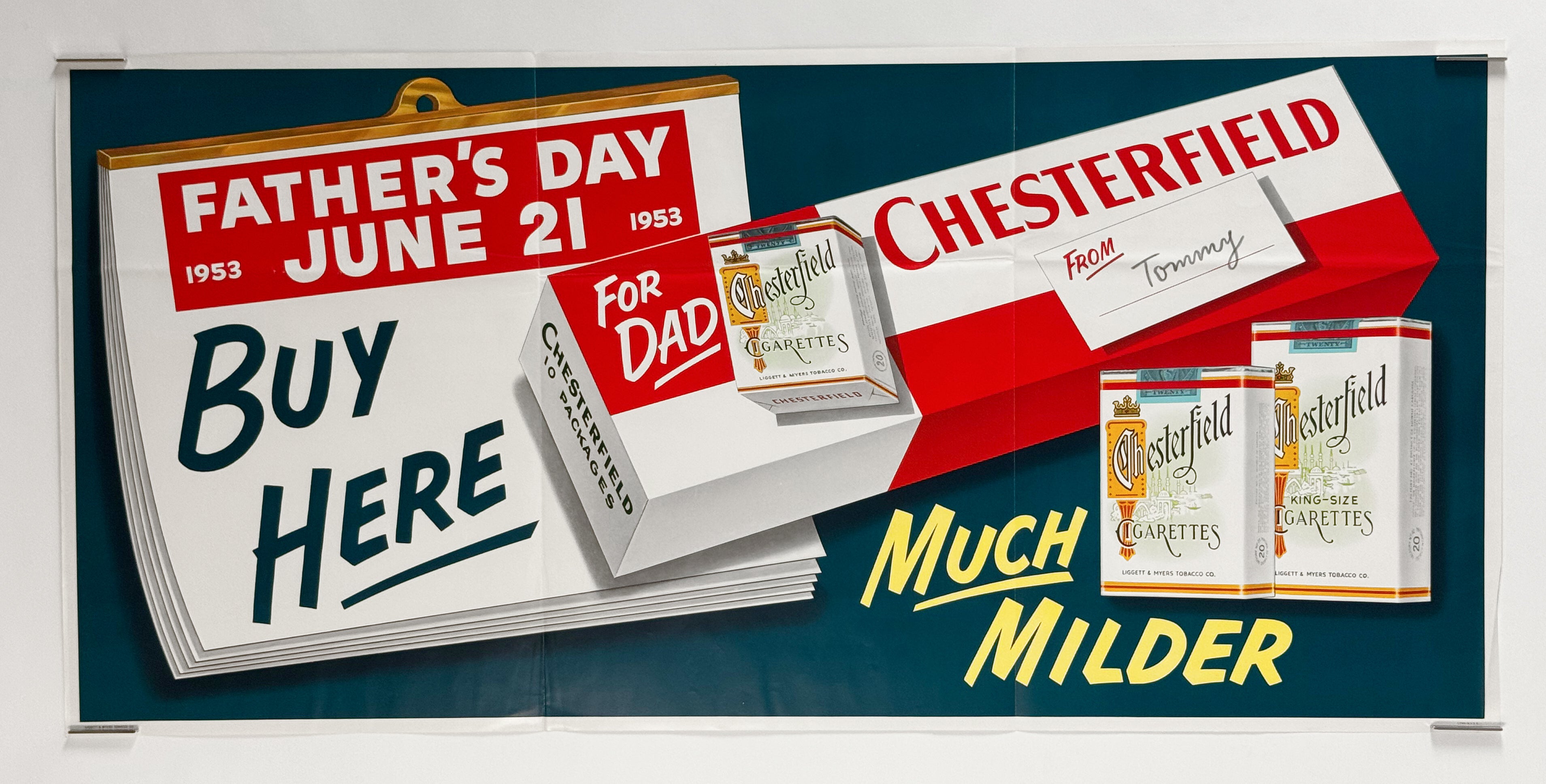 Vintage American Poster Chesterfield Cigarettes Father’s Day Advertise