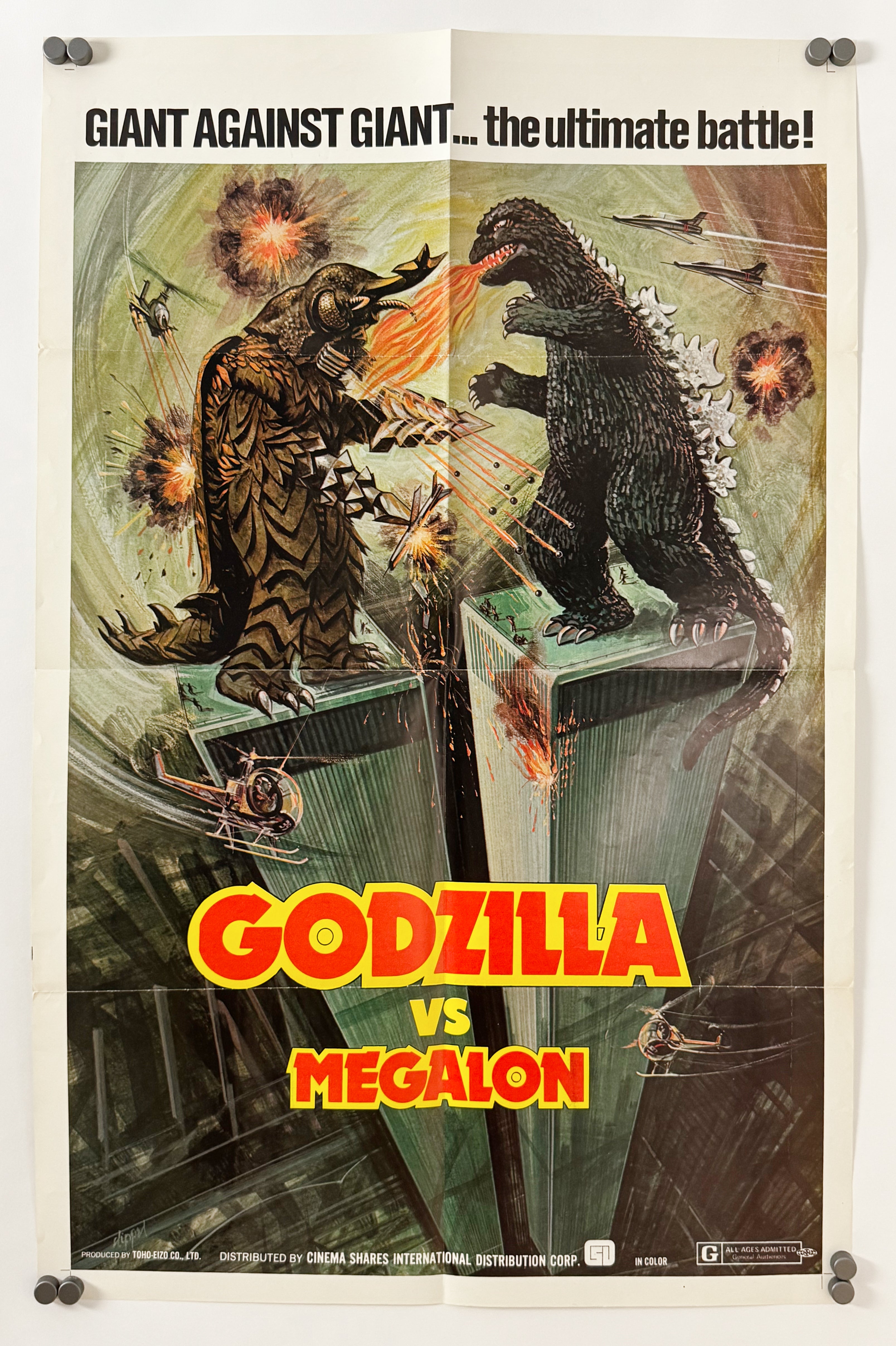 Original Vintage Godzilla vs. Megalon American Sci-Fi Movie Poster